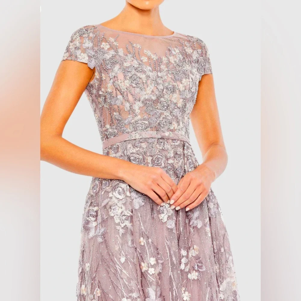 Mac Duggal | Dresses | Mac Duggal Light Purple Embellished Floral Cap ...